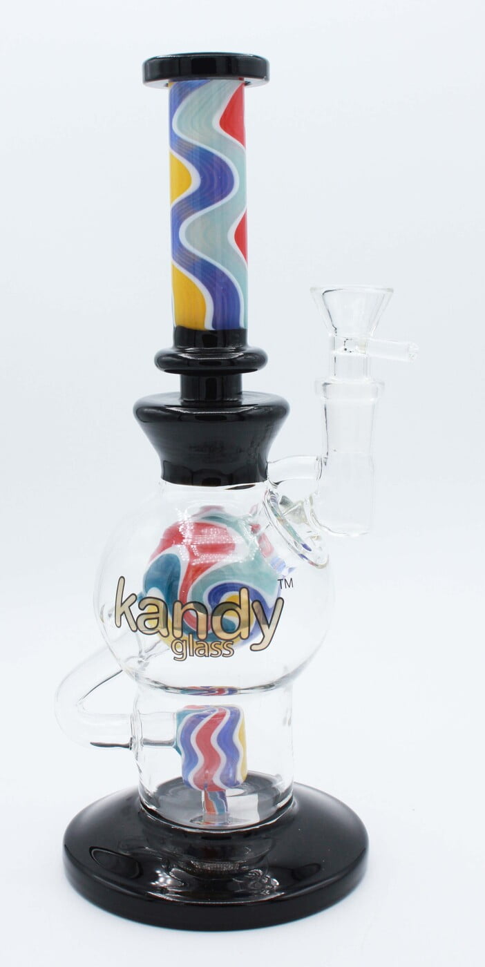 Kandy Glass Water Pipe 10" W/ Globe Shape In The Middle, Recycler ...
